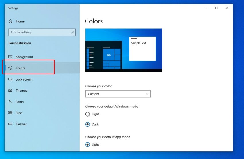 How to enable mixed (Light & Dark) theme on Windows 10?