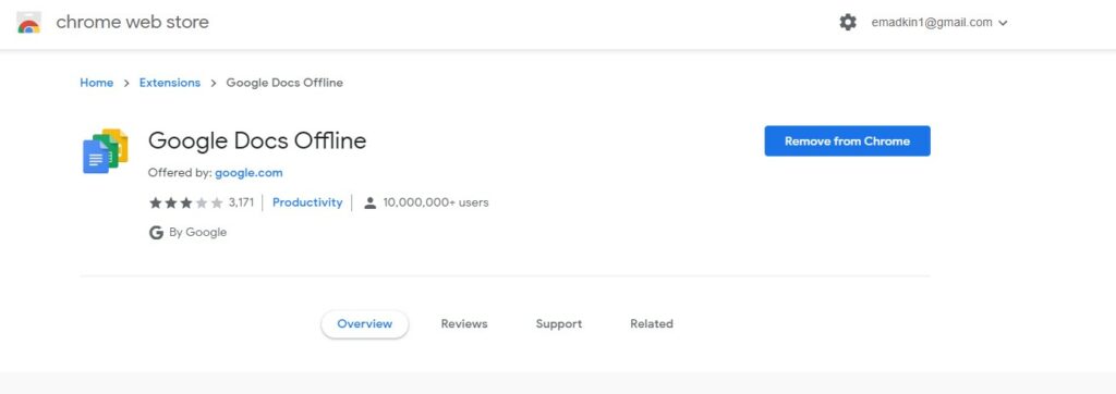 Enable Google Docs Offline, read, write articel and resume