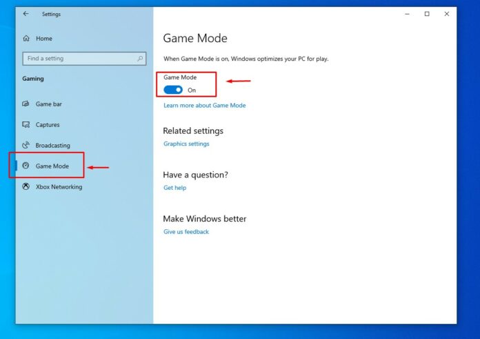 Enable Windows 10 Game Mode for smooth gameplay