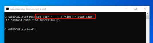 How to set a time limit for a Windows 10 user using cmd