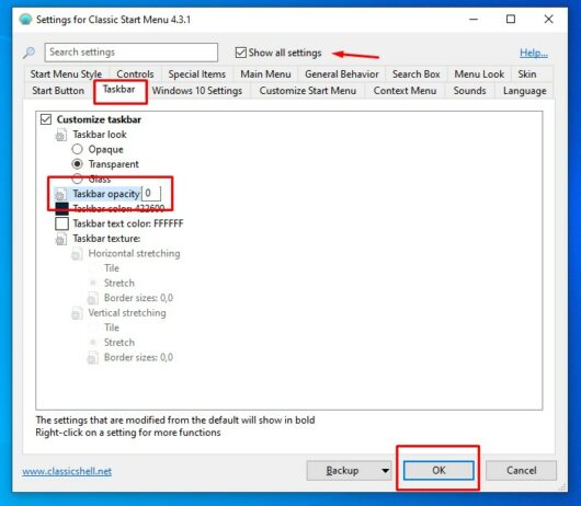 How to increase Windows 10 Taskbar transparency